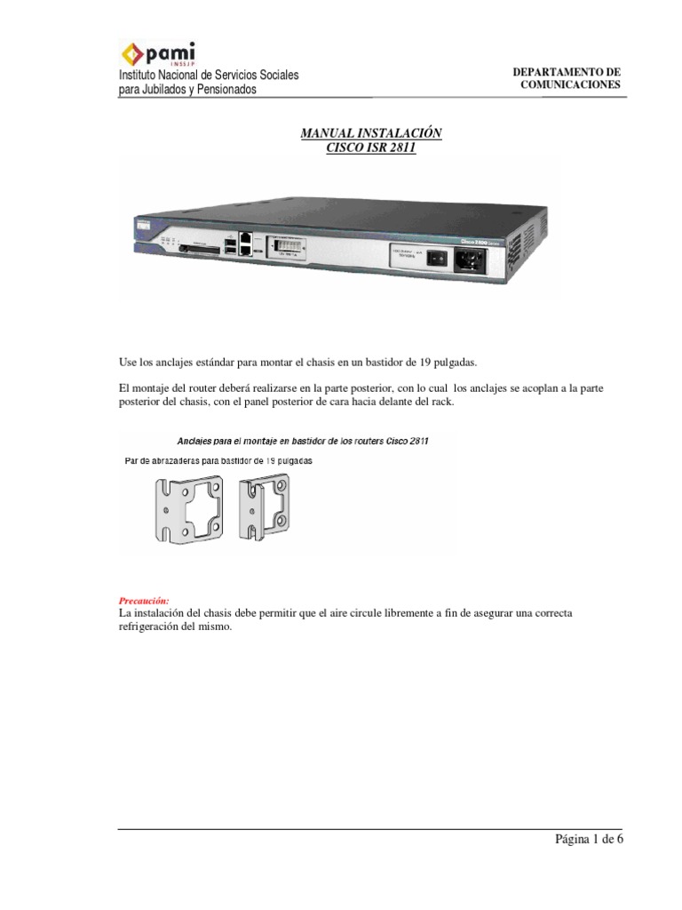 Guia Instalación Router ISR 2811 | PDF | Herramientas | Enrutador ...
