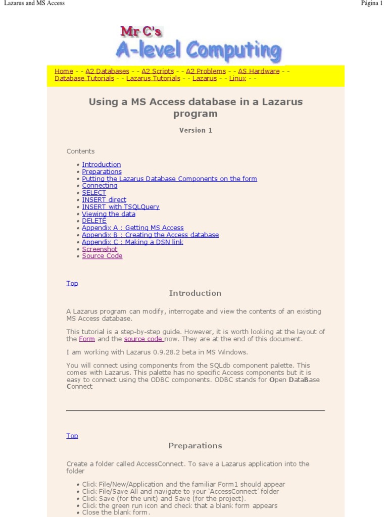 Lazarus and MS Access | PDF | Microsoft Access | Databases