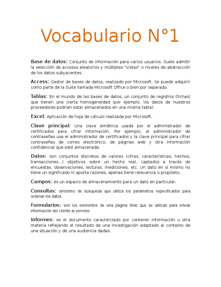 Vocabulario N°1 | PDF | Arte | Informática