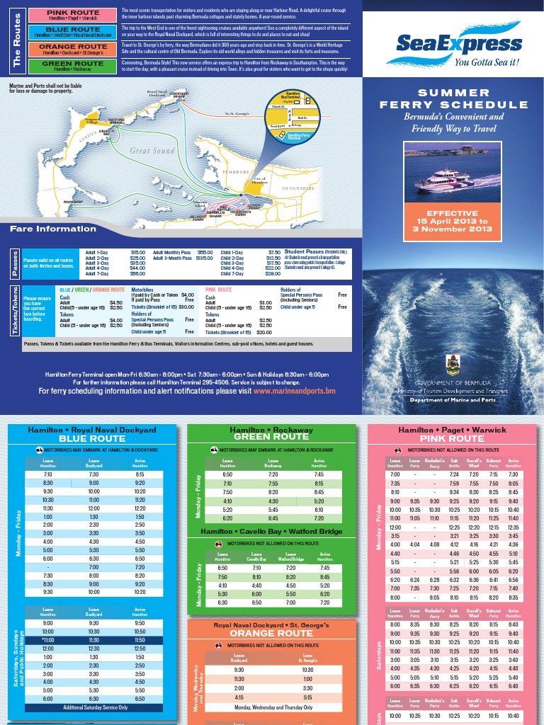 Bermuda Ferry Schedule Overview 2025 | PDF | Bermuda | Ferry