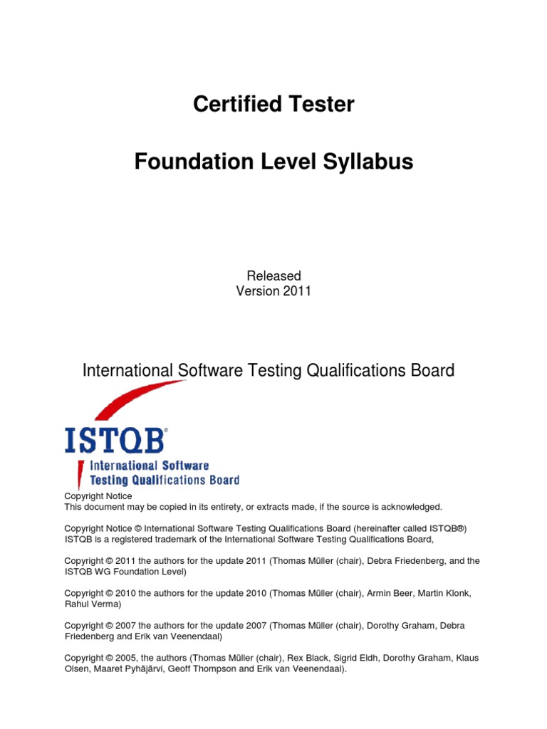 1-Istqb Foundation Level Syllabus 2011 MMM | PDF | Software Bug ...