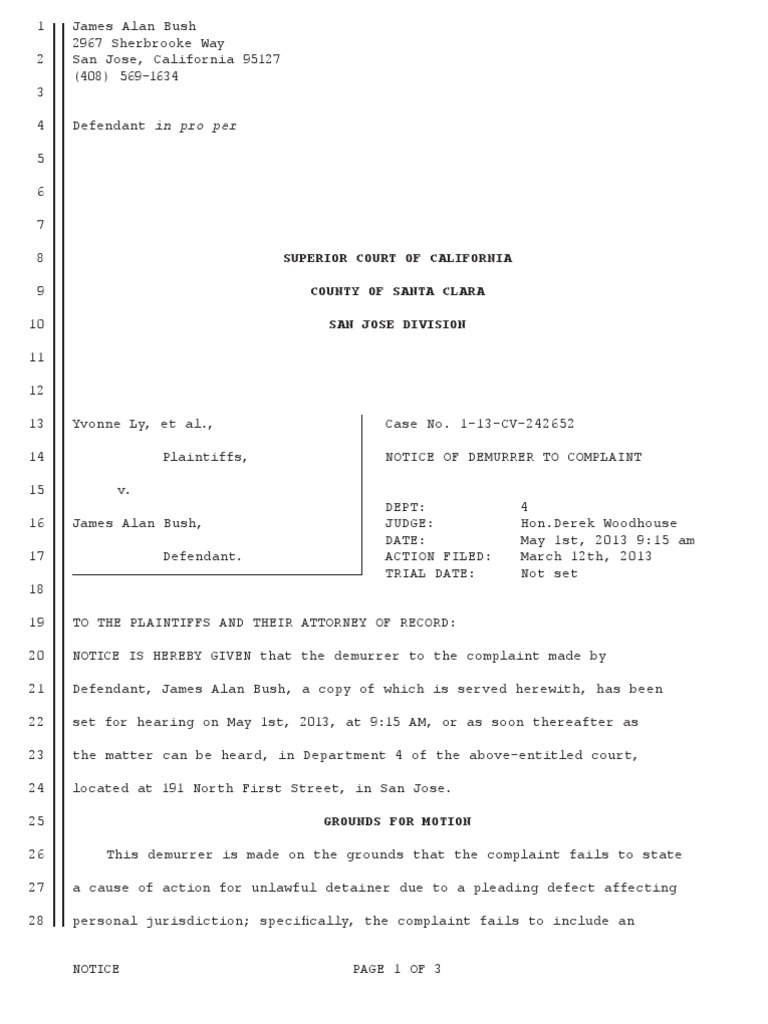 Notice - Demurrer | Demurrer | Pleading | Free 30-day Trial | Scribd