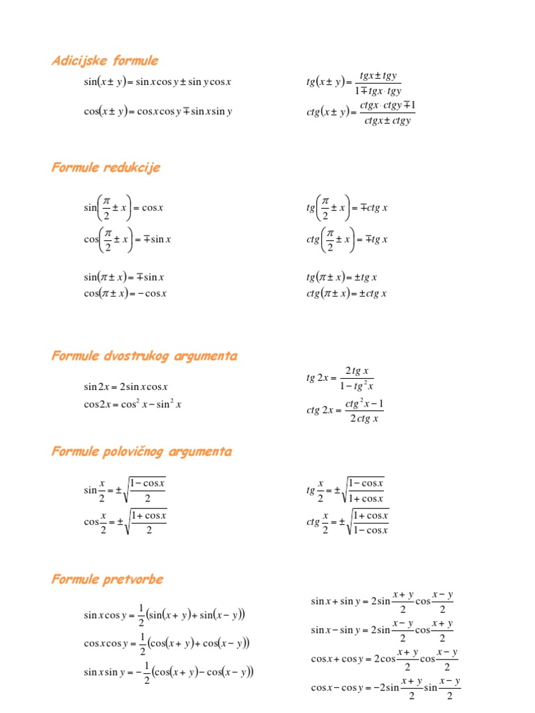 Formules de trigonométrie essentielles | PDF