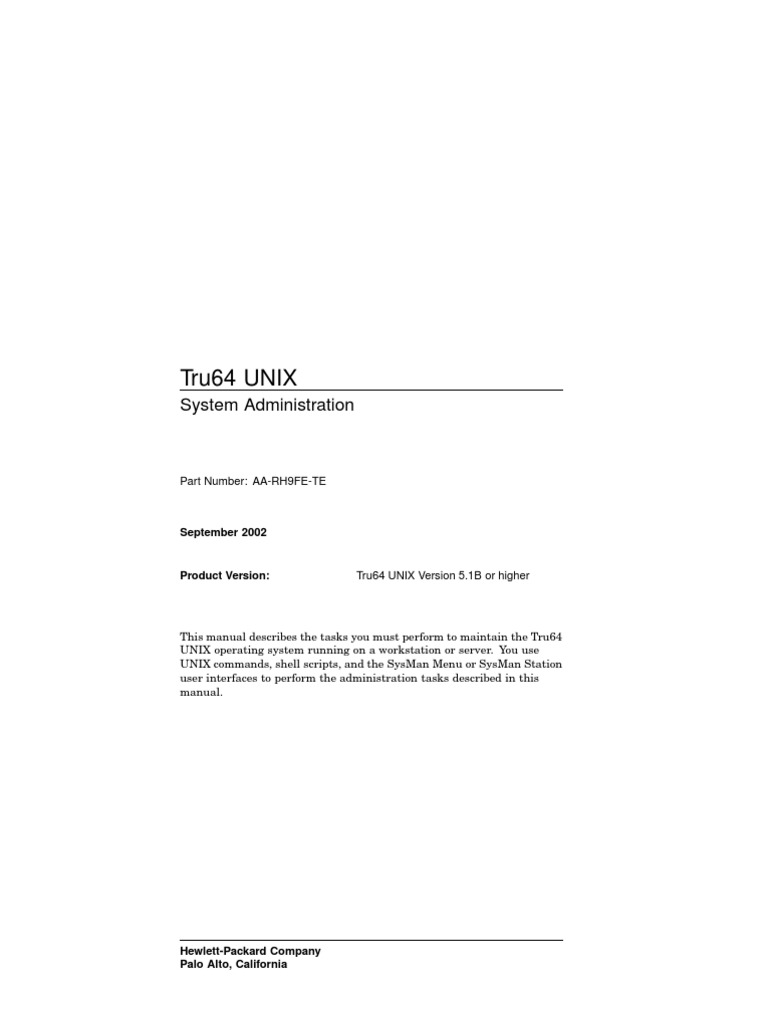 Tru64 - System Administration - Arh9fete | PDF | Technology & Engineering