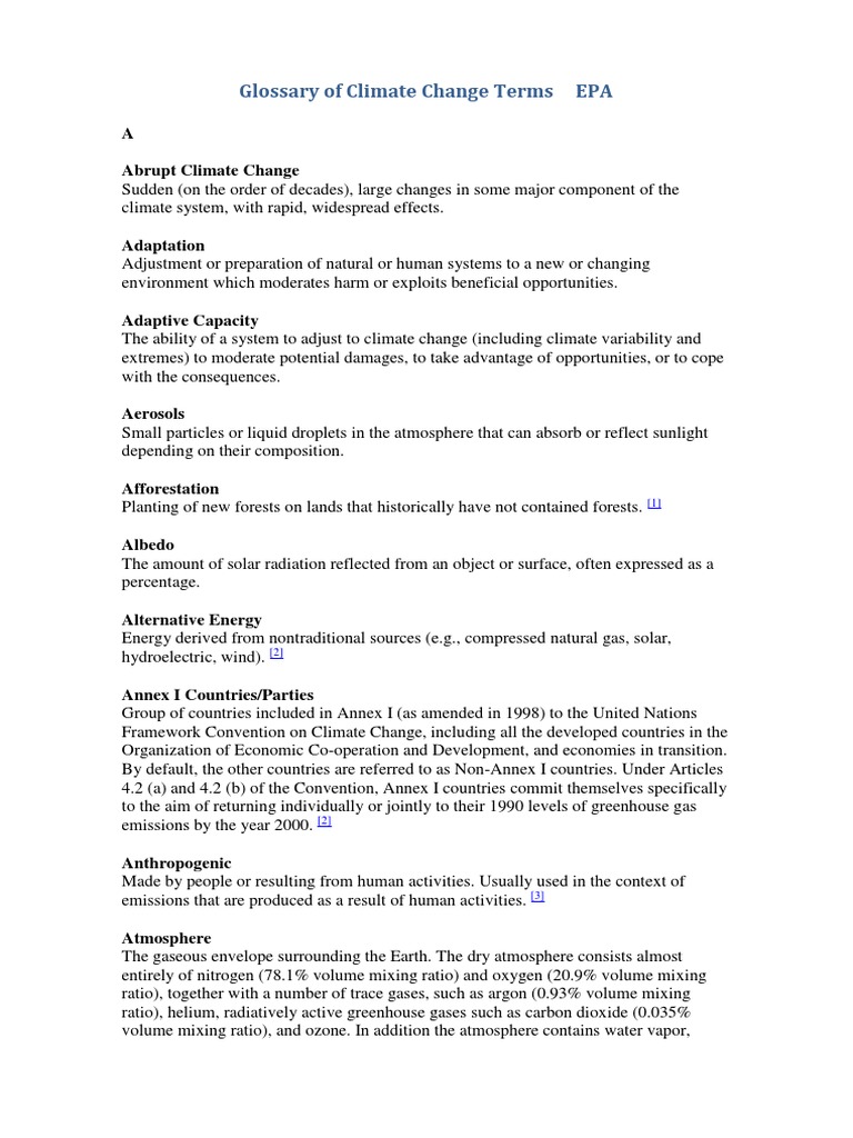 Climate Change Terms Glossary | PDF | Chlorofluorocarbon | Greenhouse Gas