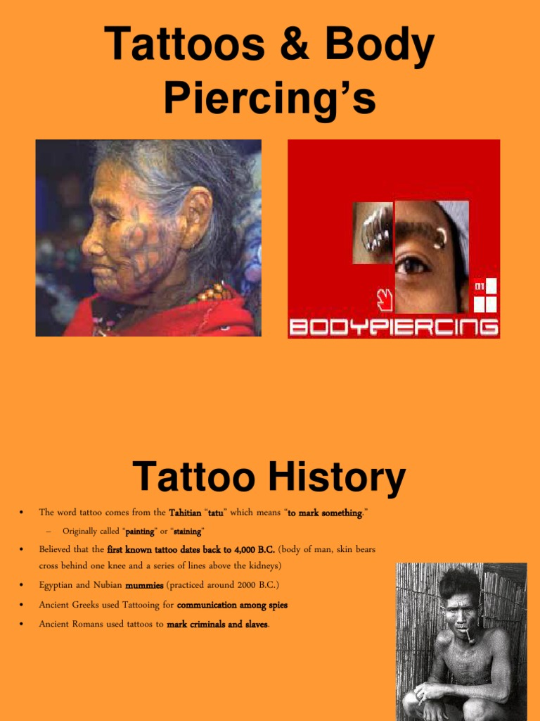 Tattoos Body Piercings | PDF | Tattoo | Skin