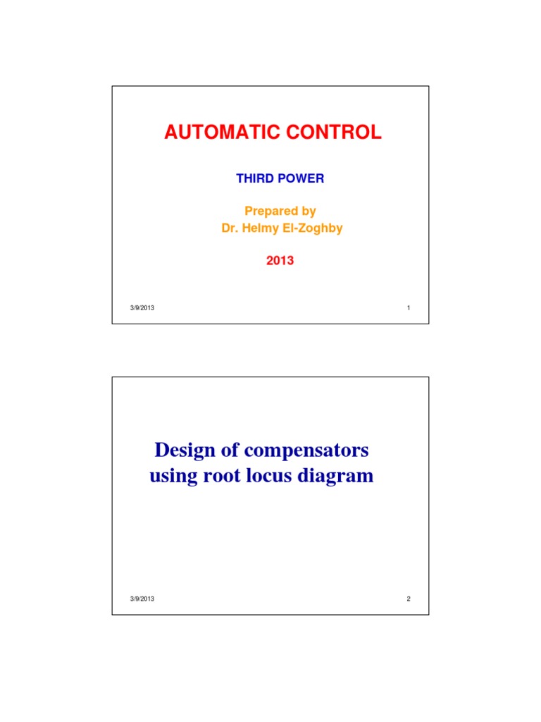 Design of Compensators Using Root Locus Diagram | PDF | Control Theory | Electronic Engineering