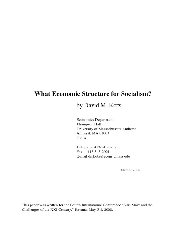 David M. Kotz What Economic Structure For Socialism | PDF | Socialism ...
