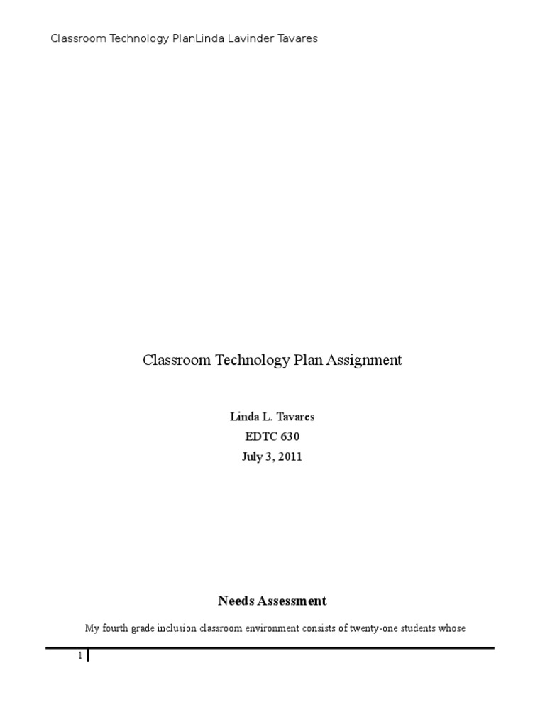 Classroom Technology Plan Assignment | PDF | Reading Comprehension ...