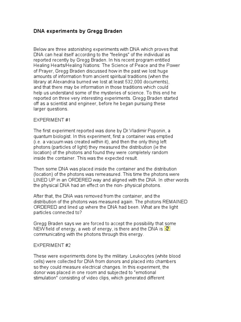 Emotions Influence DNA Healing | PDF | Photon | Experiment