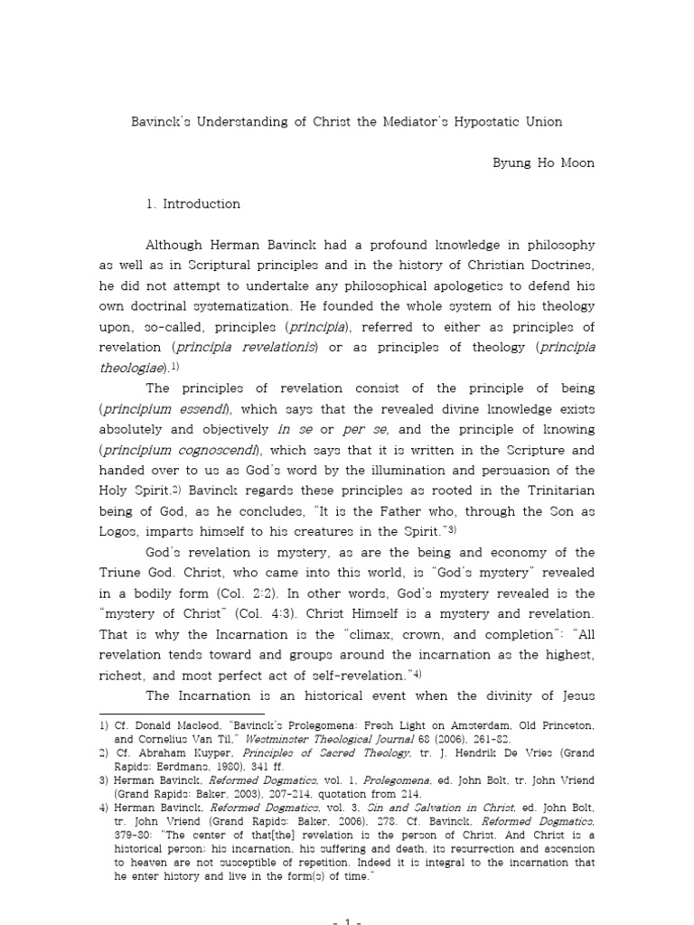 Bavinck (Hypostatic Union) | PDF | Incarnation (Christianity) | Calvinism