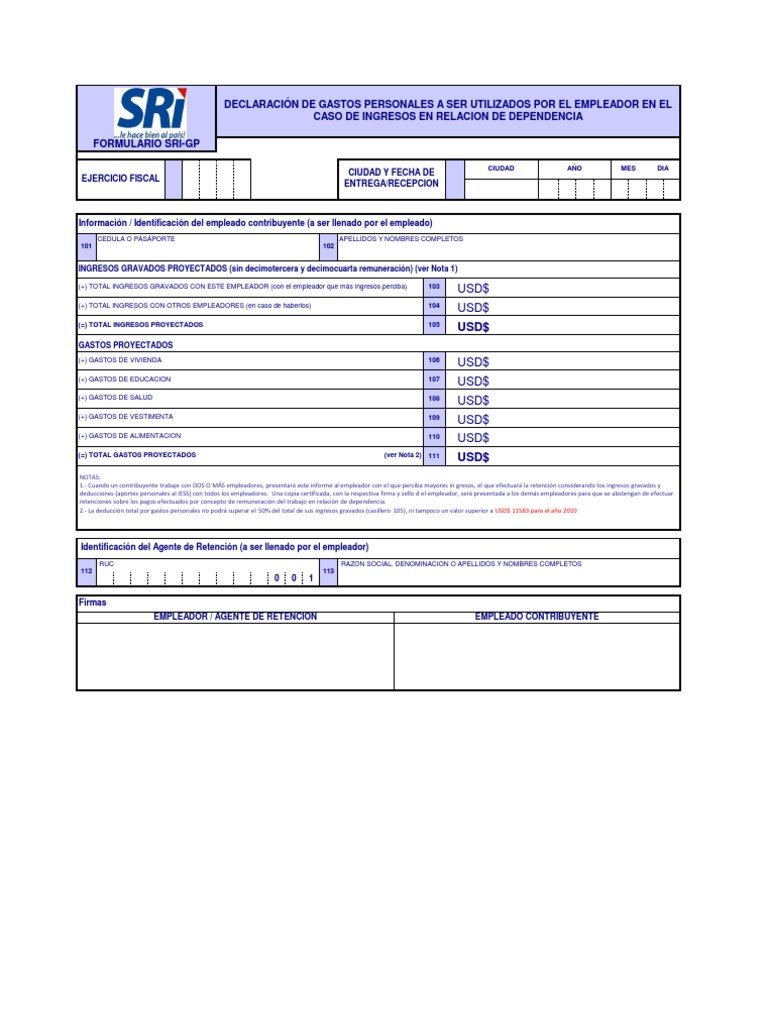 Formulario SRI GP | PDF | Economias | Labor