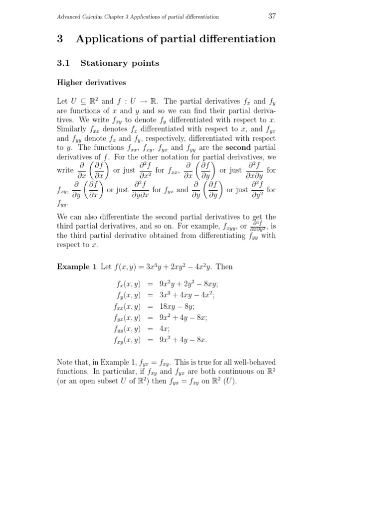 Applications of Partial Differentiation | PDF | Maxima And Minima ...