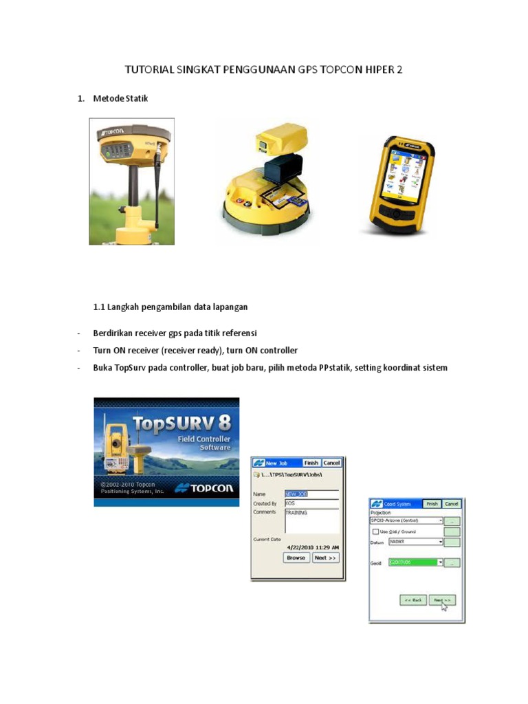 Tutorial Singkat Penggunaan Gps Topcon Hiper 2 | PDF | Metode & Bahan Ajar | Komputer