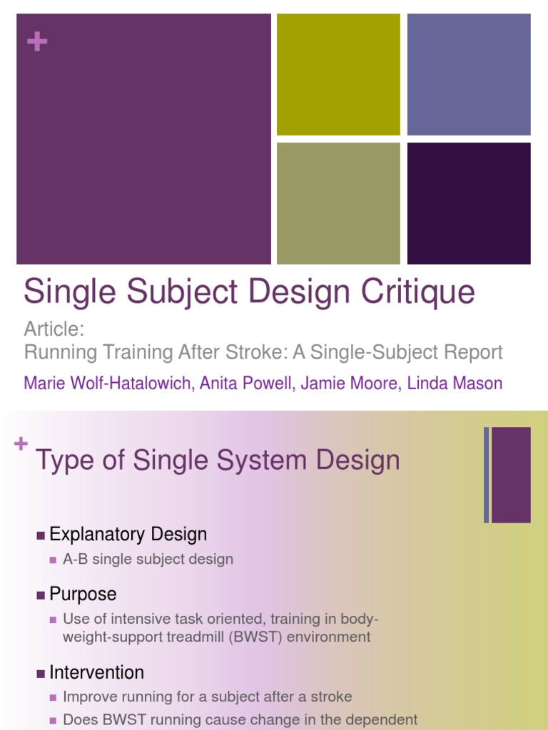 Single Subject Design Critique: Article: Running Training After Stroke ...