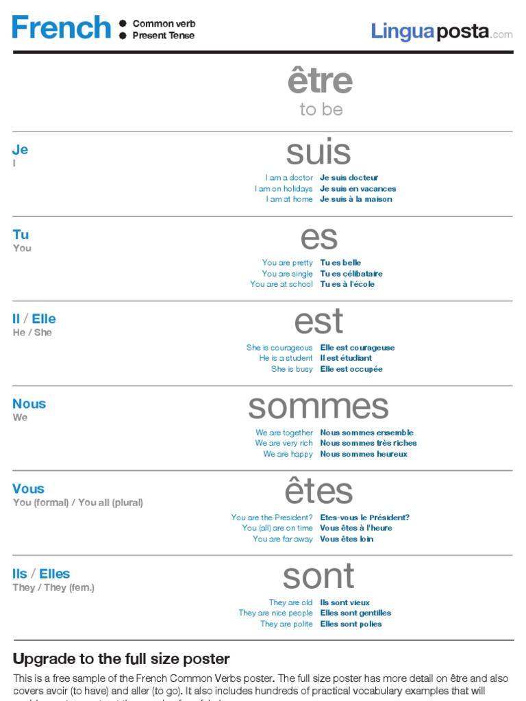 French Common Verbs Poster (A4) | PDF | Études des langues étrangères ...