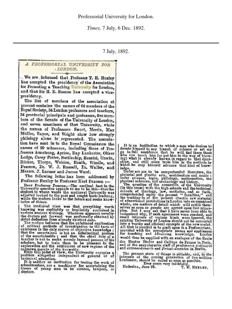 Professorial University London History | PDF