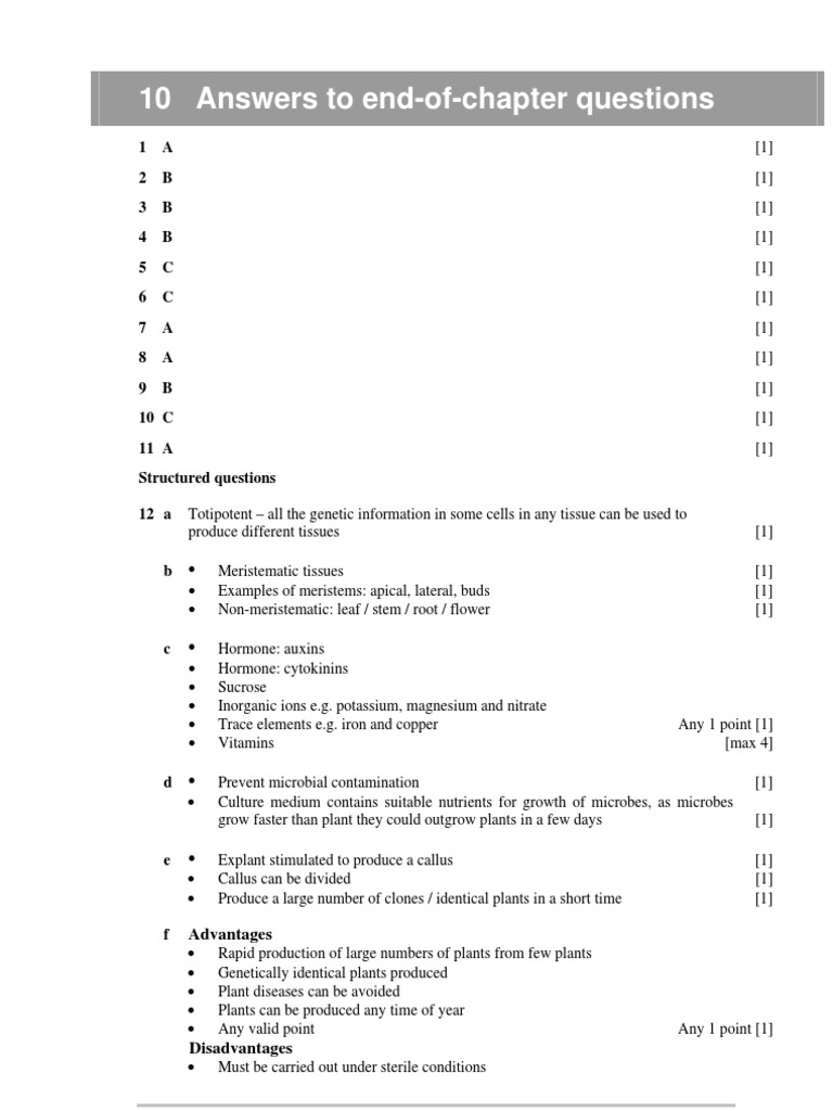 Chapter 10 Answers - Reformatted PSL - Edited | PDF | Plant Hormone | Root