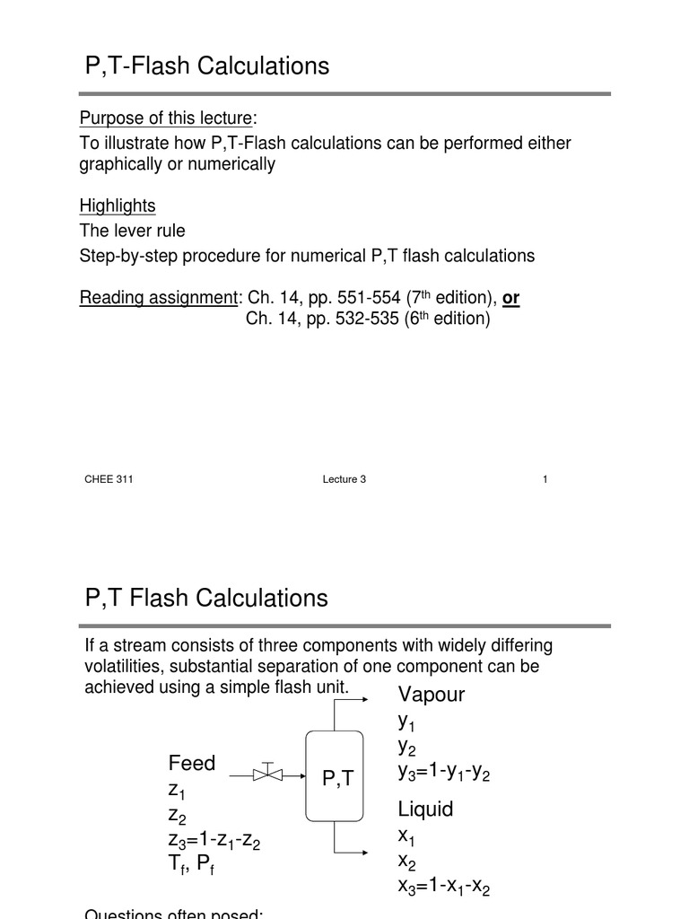 Thermodynamic Flash Calculation | PDF | Phases Of Matter | Mathematical ...