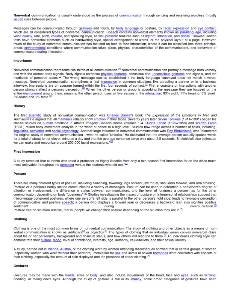 Nonverbal Communication Is Usually Understood As The Process of ...