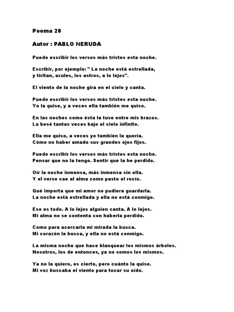 Poema 20 | PDF