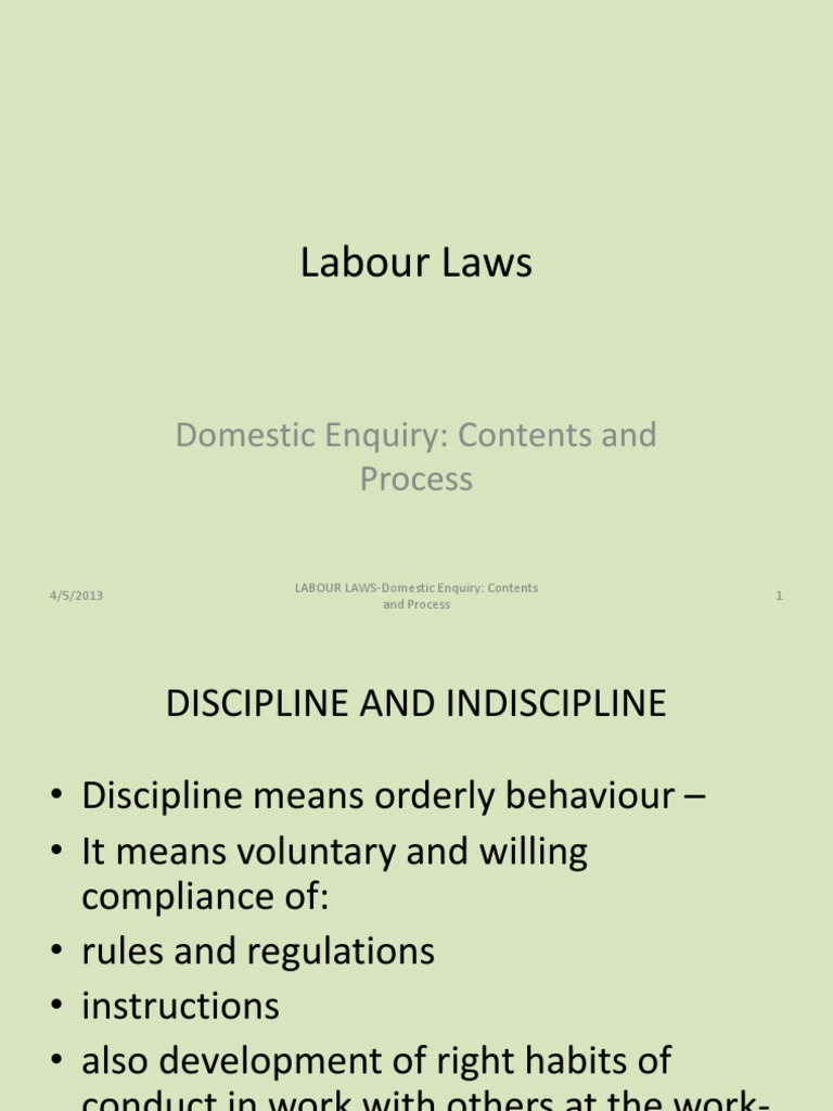 Labour Laws - Domestic Enquiry-Contents and Process | PDF | Employment ...
