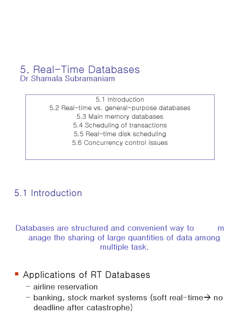 An Overview of Real-Time Database Concepts and Scheduling Algorithms ...