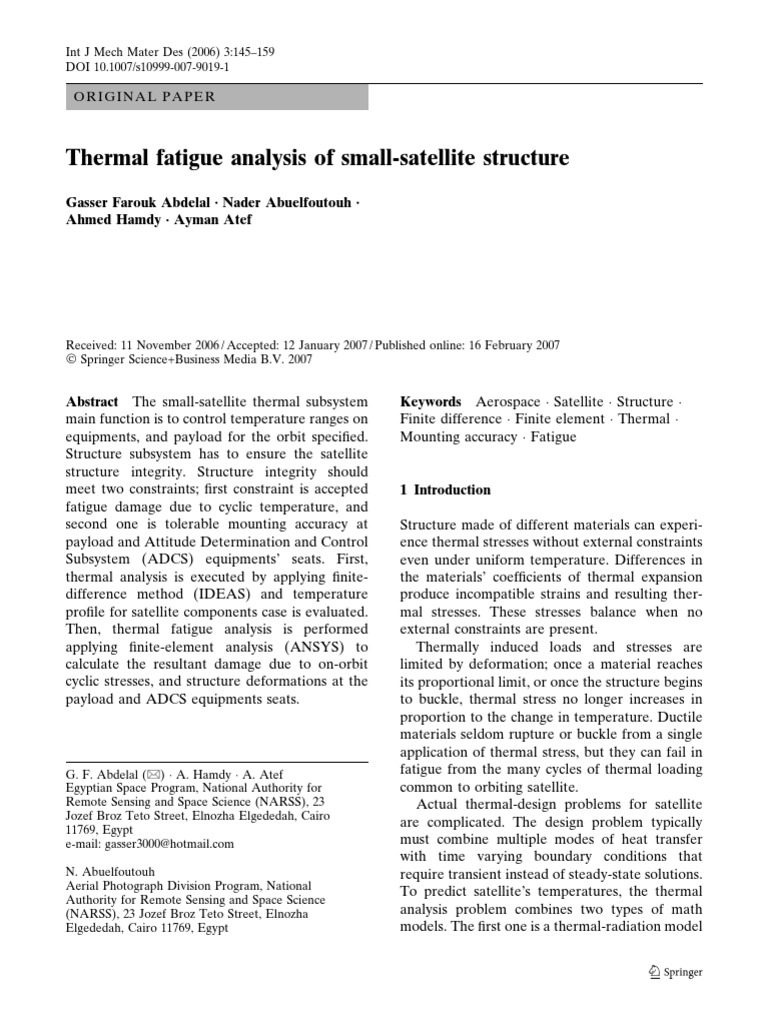 Thermal Fatigue Analysis | PDF | Fatigue (Material) | Deformation ...