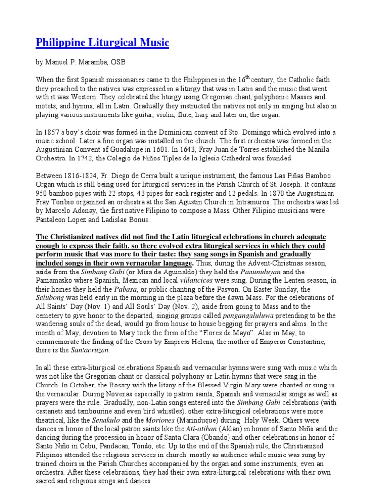 Philippine Liturgical Music | PDF | Mass (Liturgy) | Catholic Church