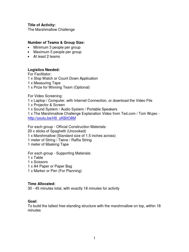 The Marshmallow Challenge | PDF