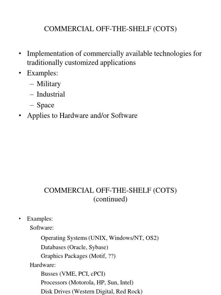 Cots | PDF | Computer Hardware | Software