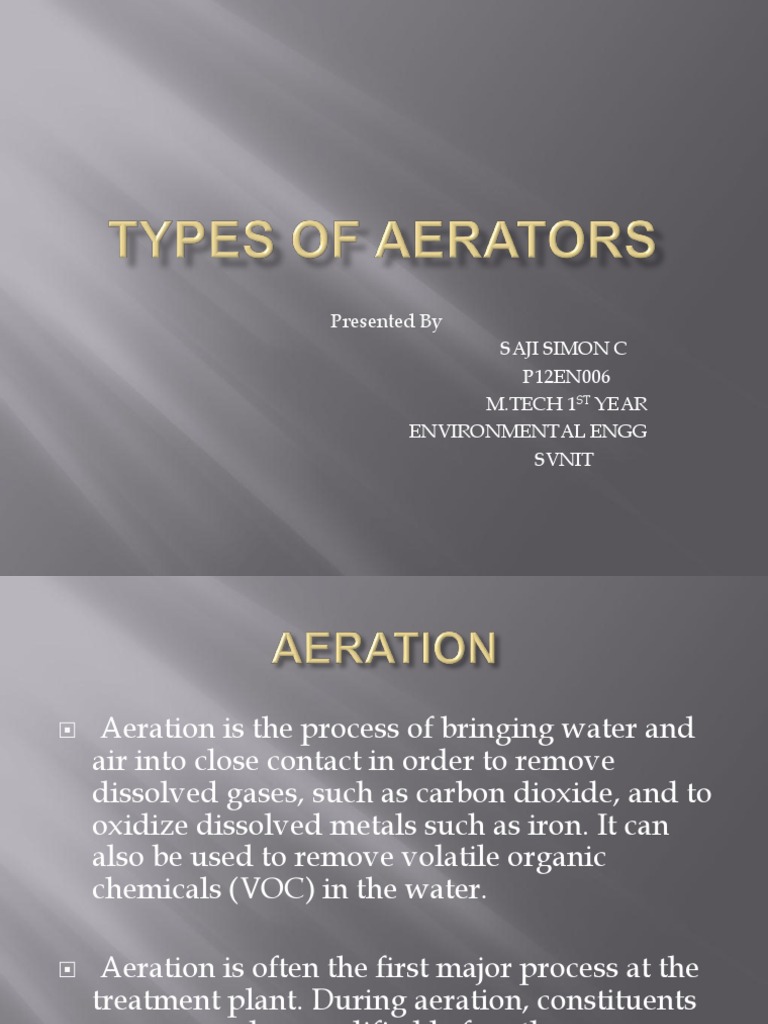 Types of Aerators | PDF | Volatile Organic Compound | Iron