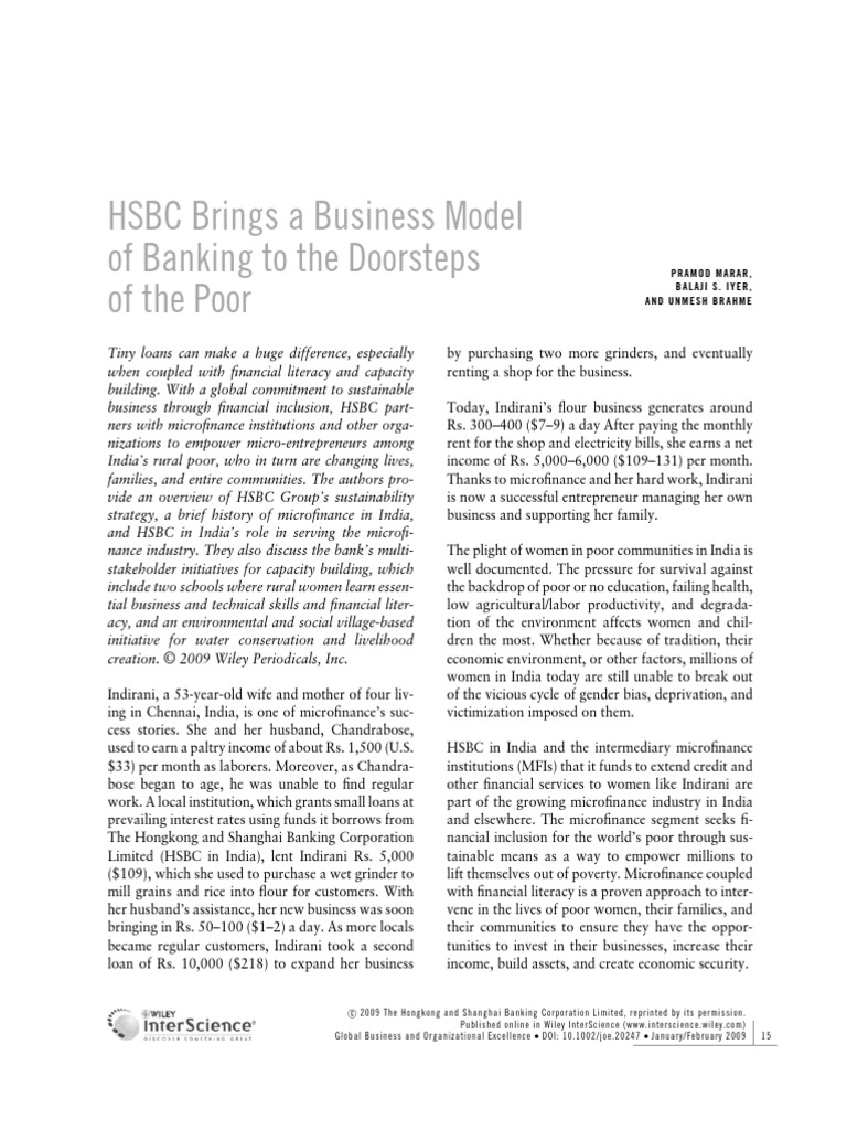HSBC Business Model | PDF | Poverty | Poverty & Homelessness