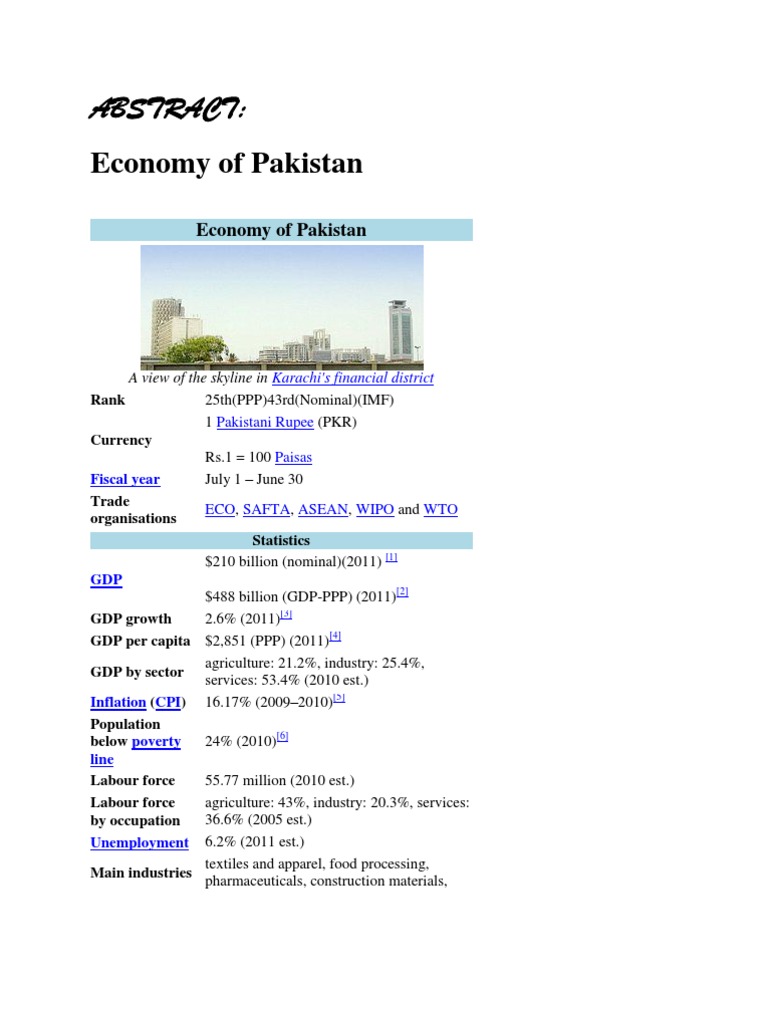 Economy of Pakistan | PDF | Pakistan | Government Budget Balance