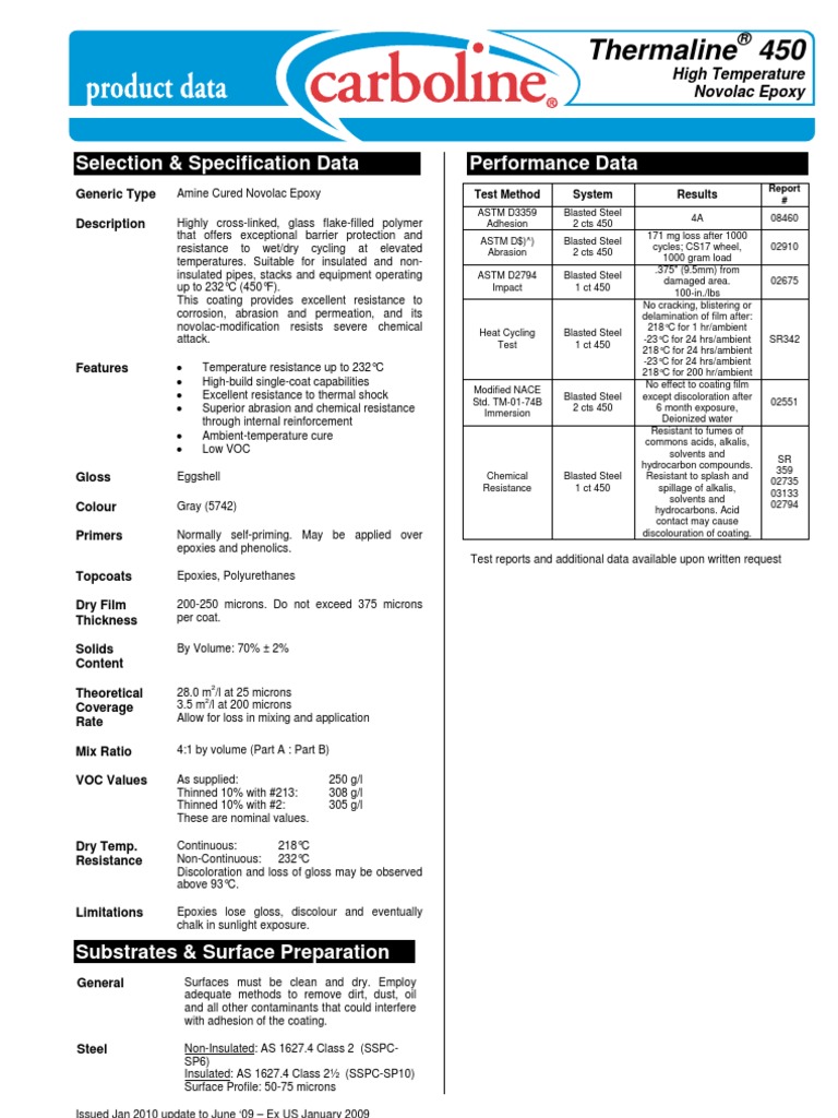 Thermaline 450.pdf | Epoxy | Shelf Life