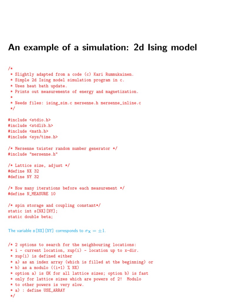 An Example of A Simulation 2d Ising Model With C++ PDF | PDF | Applied ...