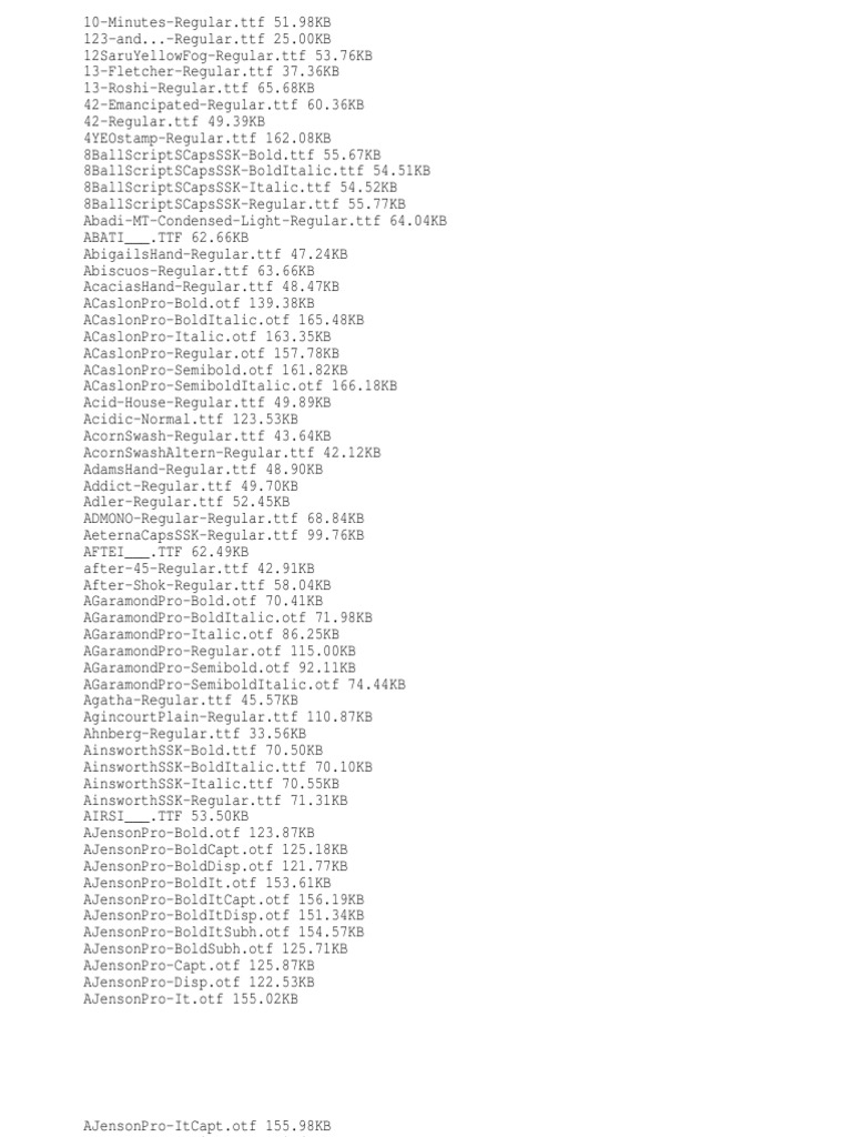 Fonts List | PDF | Graphic Design | Publishing