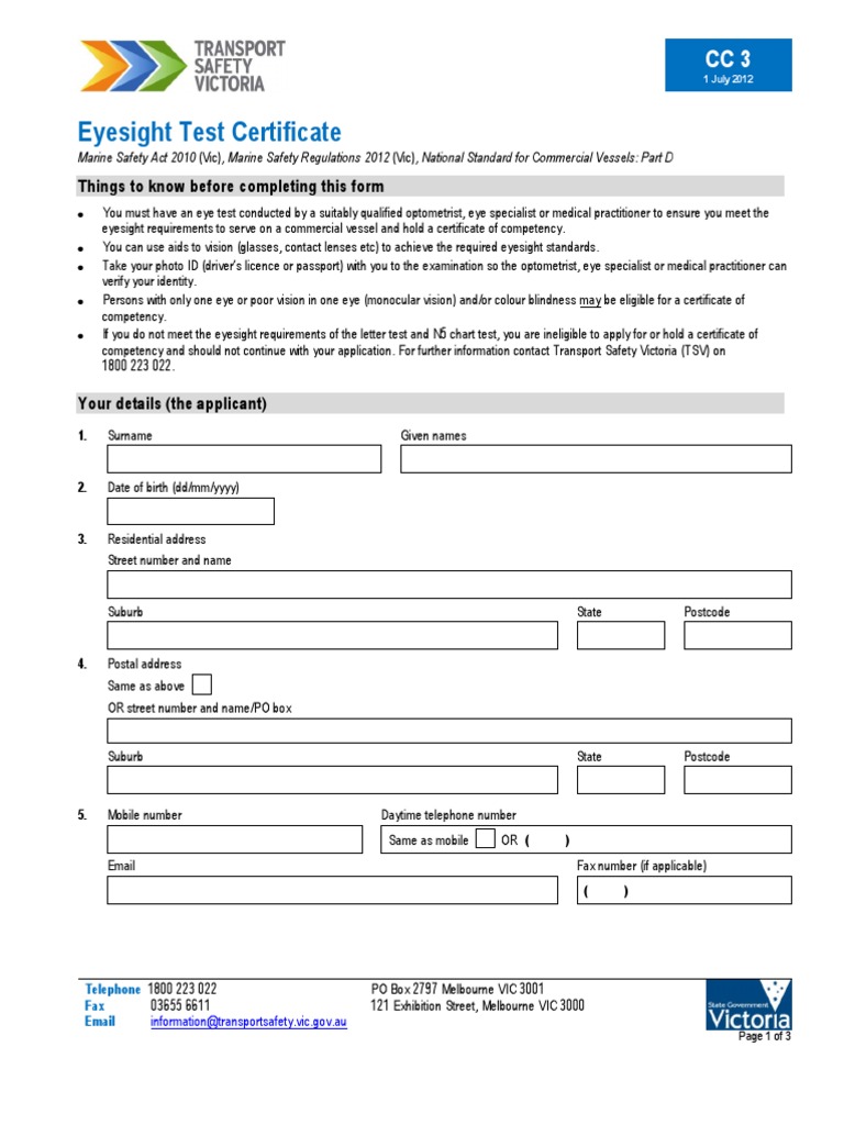 CC3 Eyesight Test Certificate PDF | PDF | Personally Identifiable ...