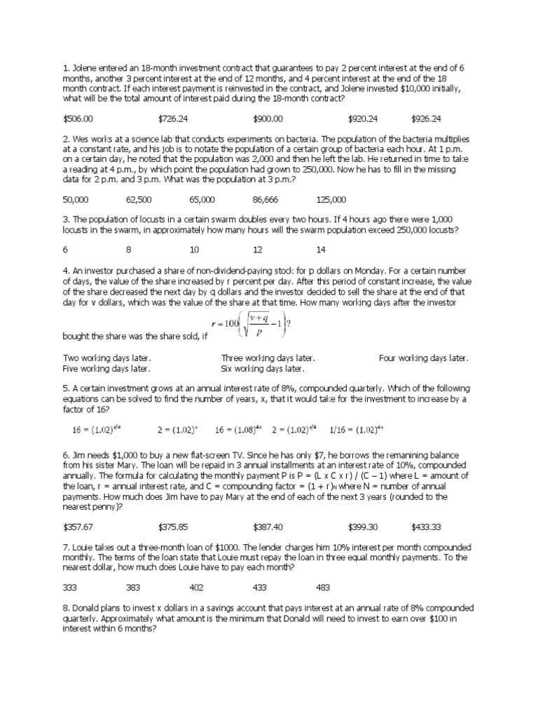 Investment Strategies and Interest Calculations | PDF | Interest | Loans