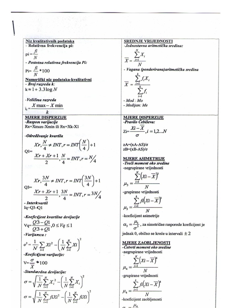 Statistika Formule | PDF