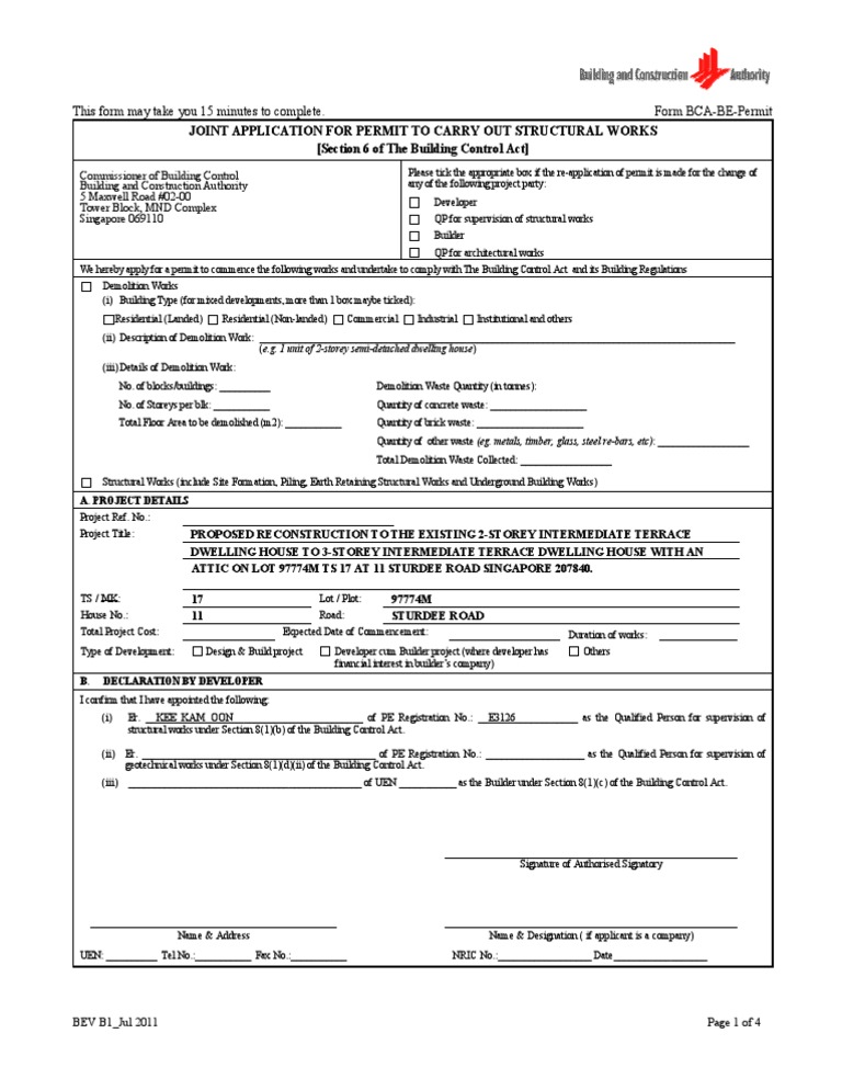 Bca Be Permit[1] | Building | Demolition