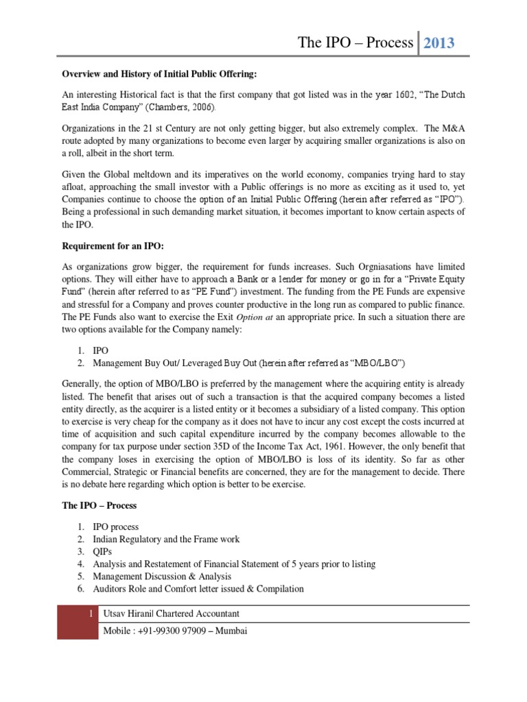 Ipo Process | PDF | Initial Public Offering | Financial Statement