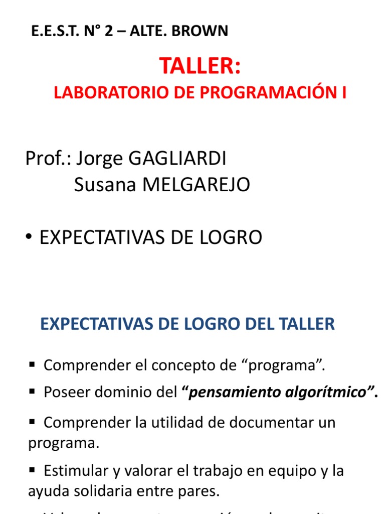 Laboratorio de Programacion I - Clase 1 | PDF | Lenguaje de ...