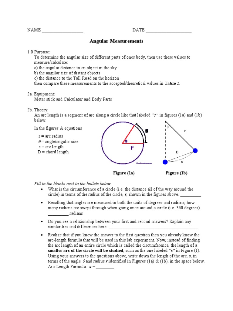 Measuring Angular Sizes and Distances Using the Human Body | PDF ...