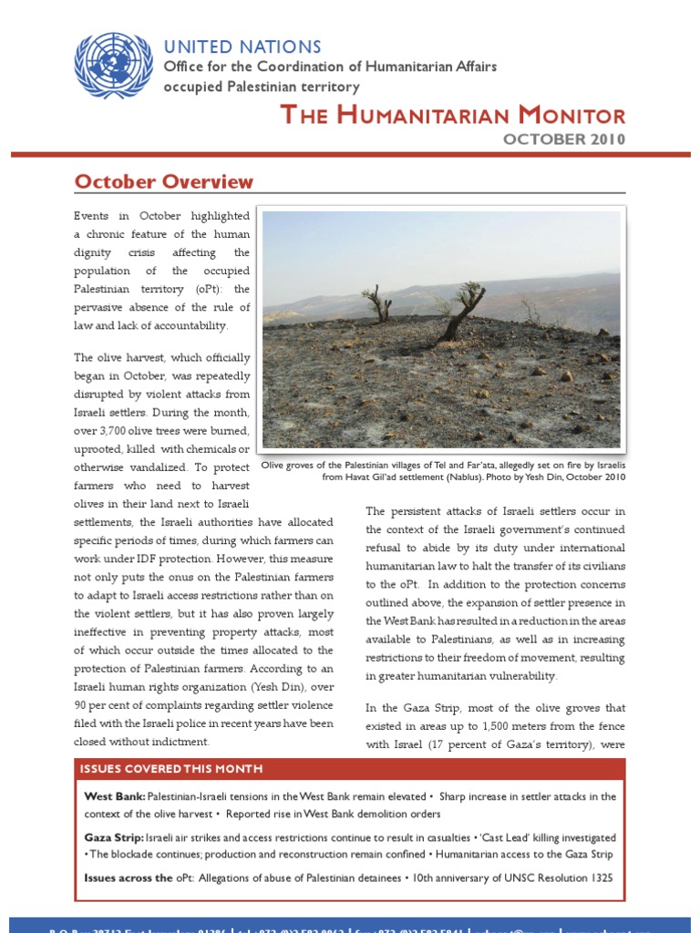 Ocha Opt The Humanitarian Monitor 2010 11 12 English | PDF | West Bank ...