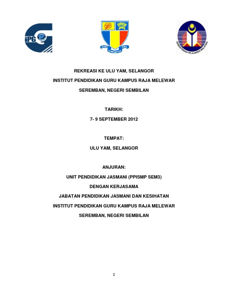 KKP Rekreasi Pelajar IPG Kampus Raja Melewar | PDF