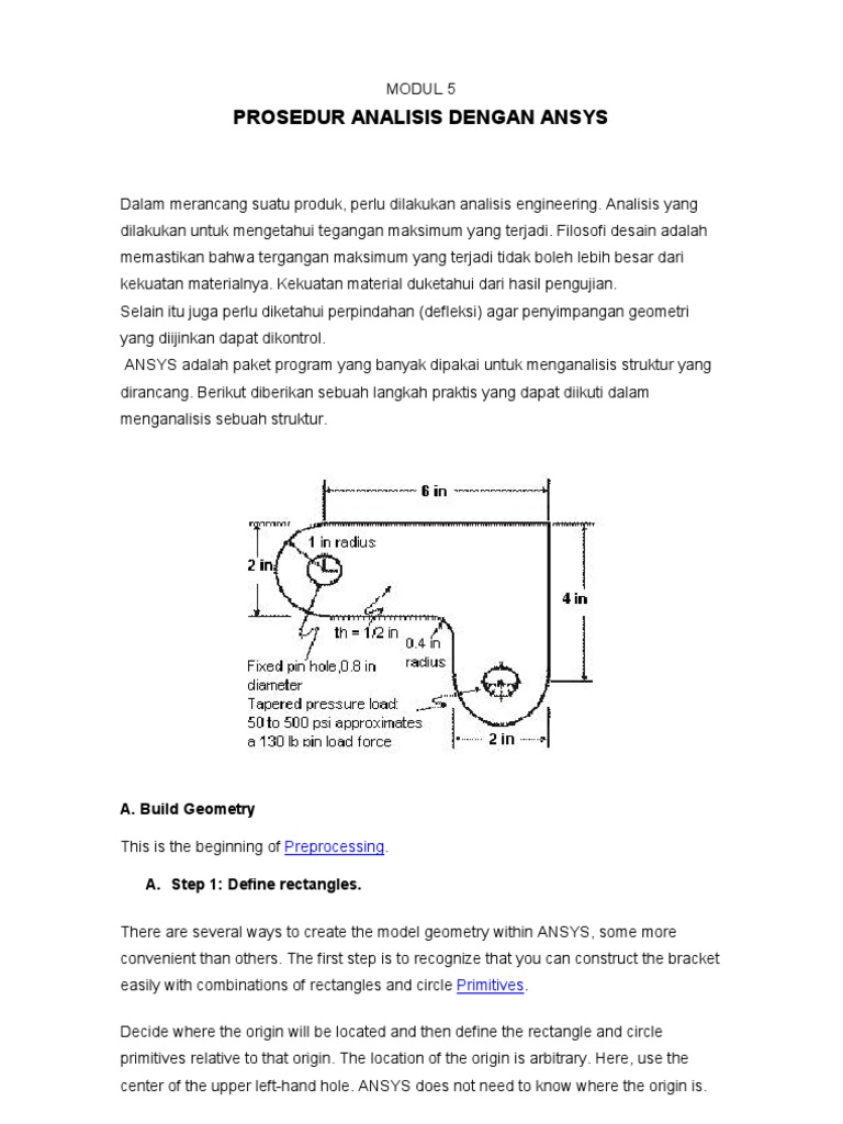ANSYS Tutorial | PDF | Elasticity (Physics) | Young's Modulus