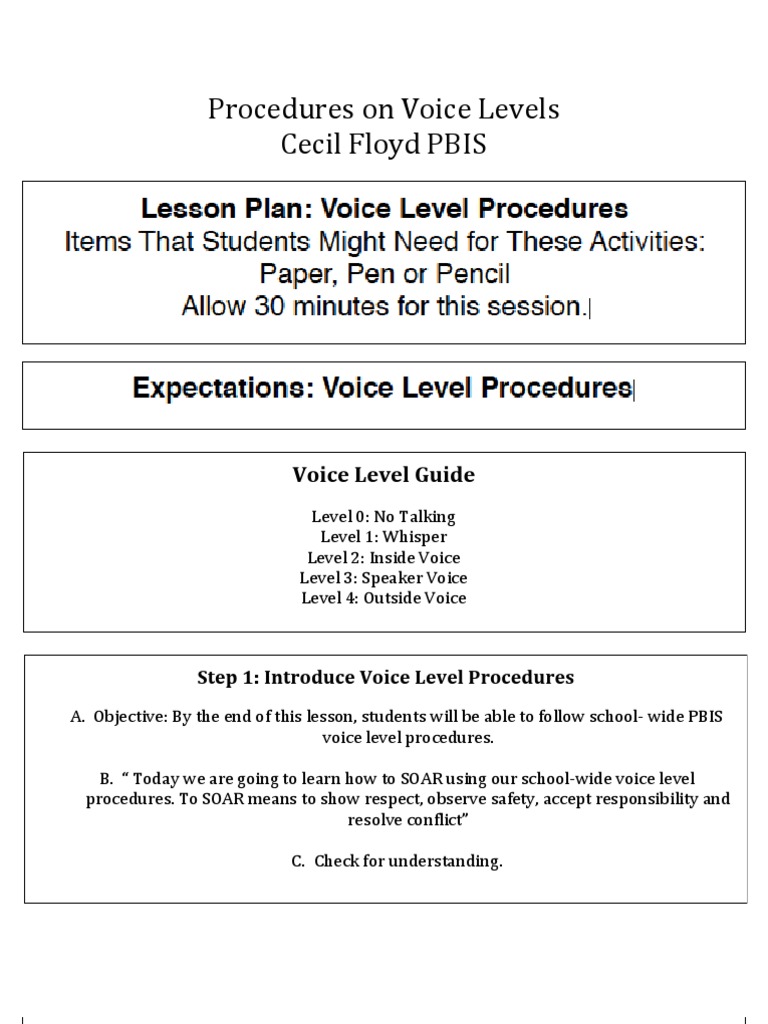 Voice Level Procedures for PBIS | PDF | Career & Growth