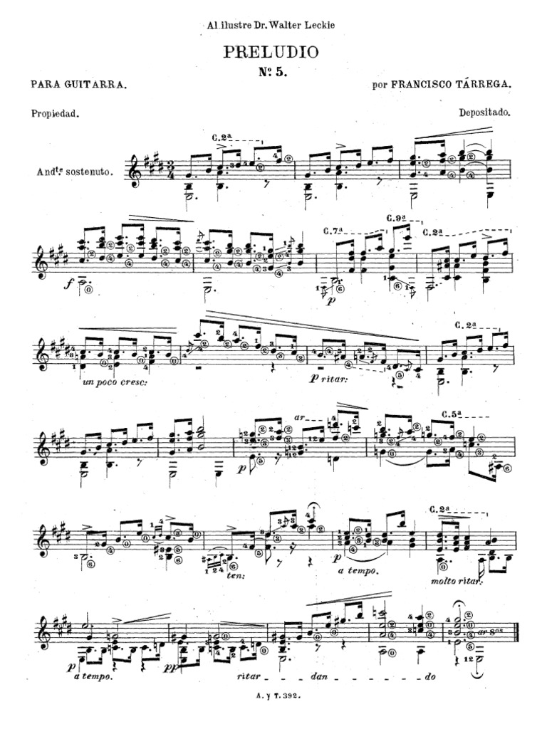 Francisco Tarrega - Prelude - No.5 PDF | PDF