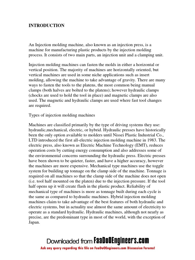 Injection Molding | PDF | Mechanical Engineering | Applied And ...